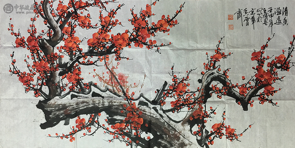 王成喜《红梅图》136x68cm 藏家展厅 收藏资讯|艺术家|书画家|书画名人|书法家-中华收藏网